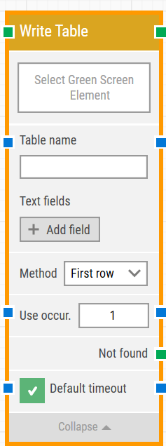 Write Table | Green Screen Building Blocks | Leapwork Documentation